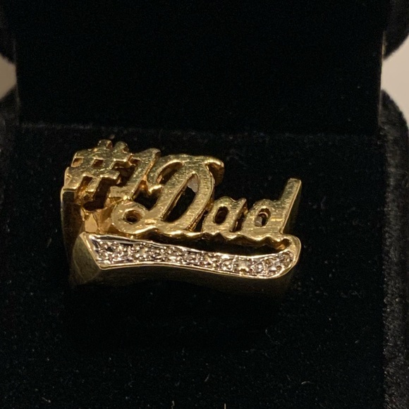 Accessories | 1k Yellow Gold 1 Dad Ring With Diamond Accent | Poshmark